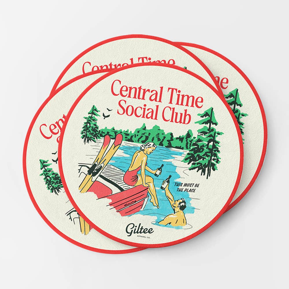 central time lake souvenir coasters (4 pack) – Florence and Jean